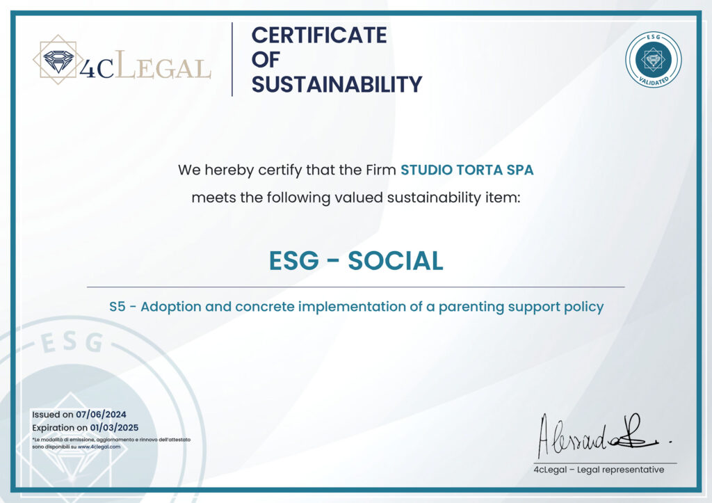 S5 Certificate - Studio Torta